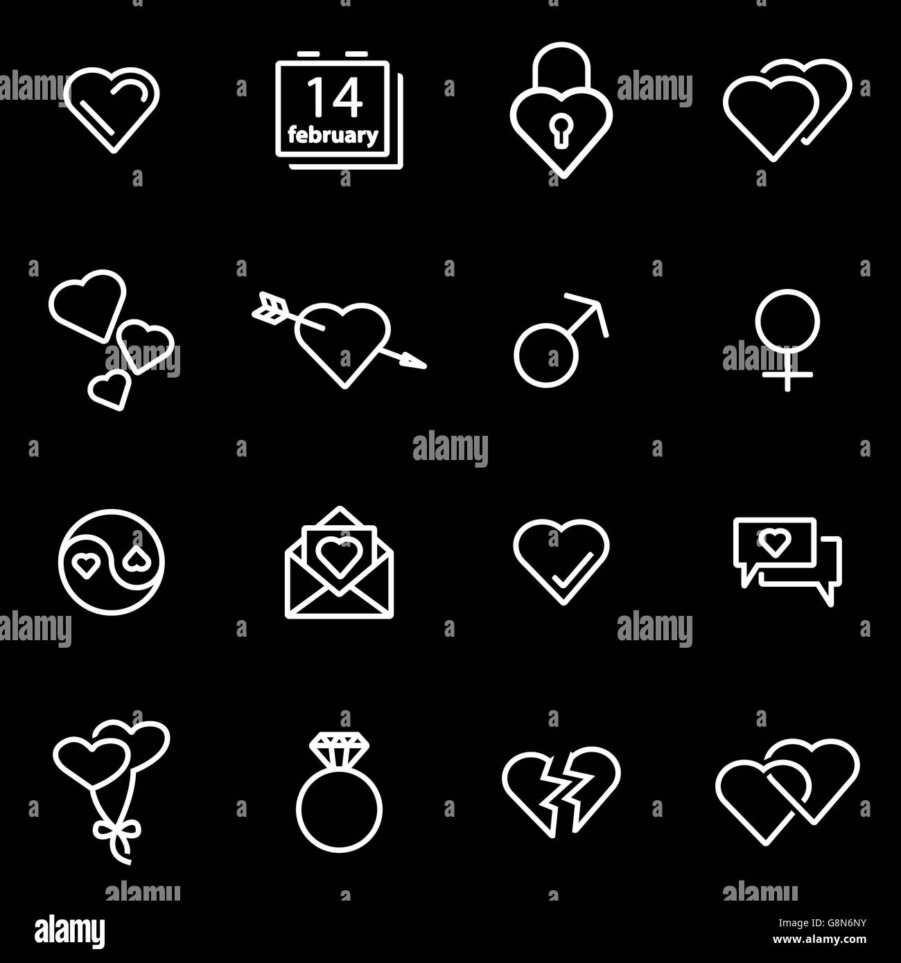 Vector line love icon set Stock Vector Image & Art - Alamy