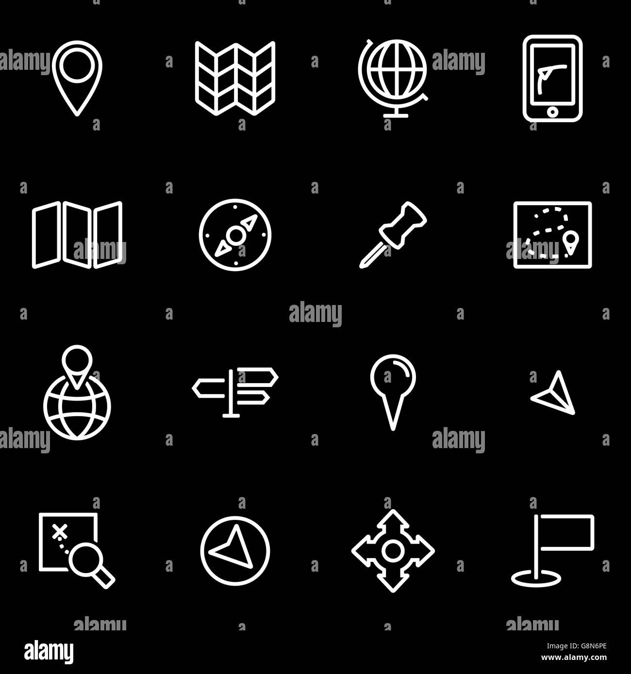 Vector line map icon set Stock Vector Image & Art - Alamy