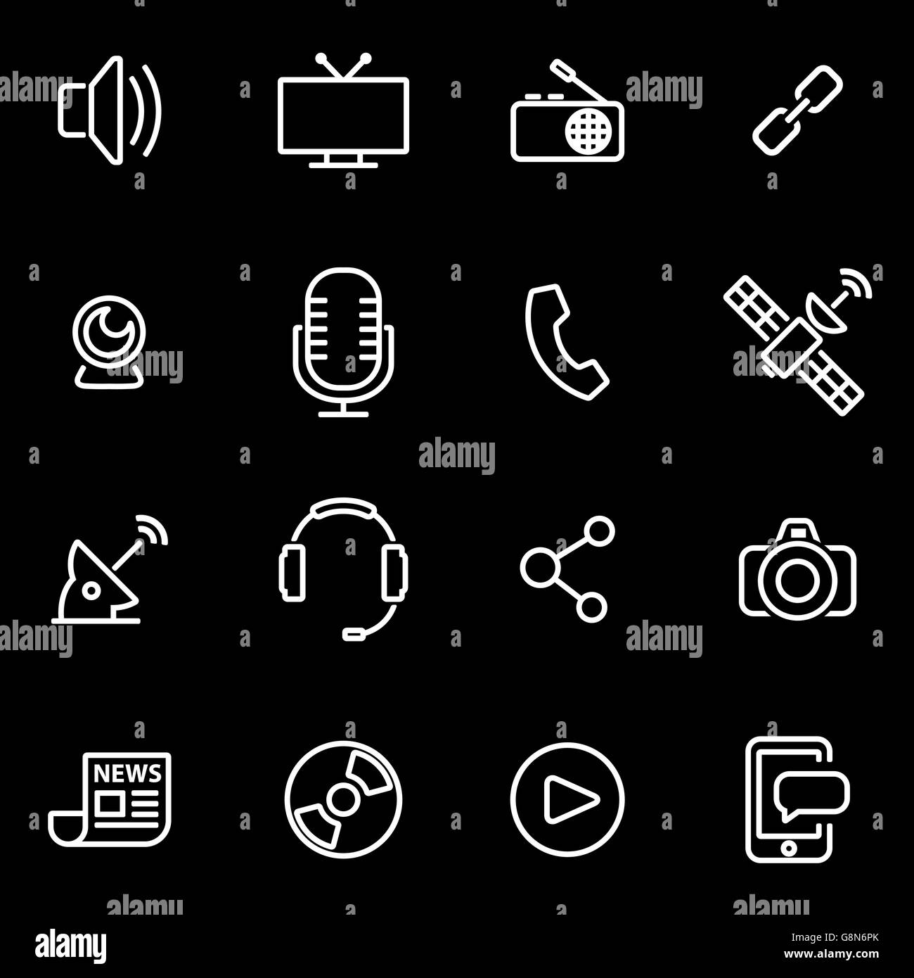 Vector line media icon set Stock Vector Image & Art - Alamy