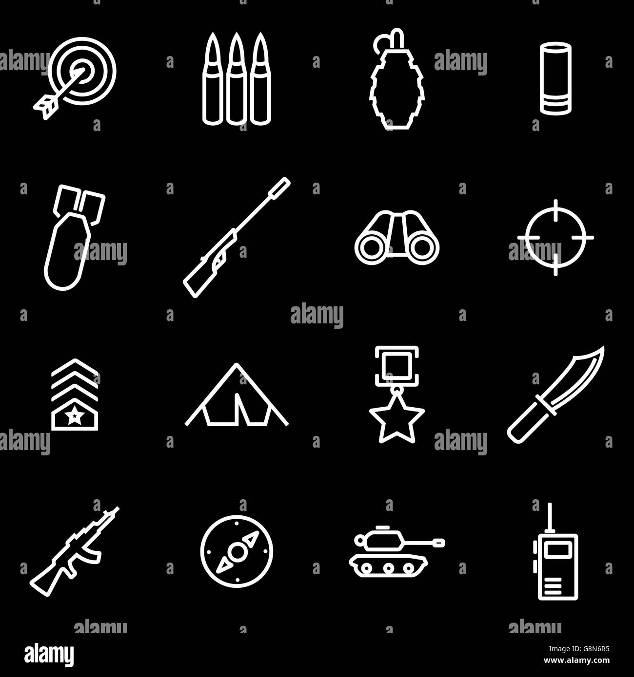 Vector line military icon set Stock Vector Image & Art - Alamy