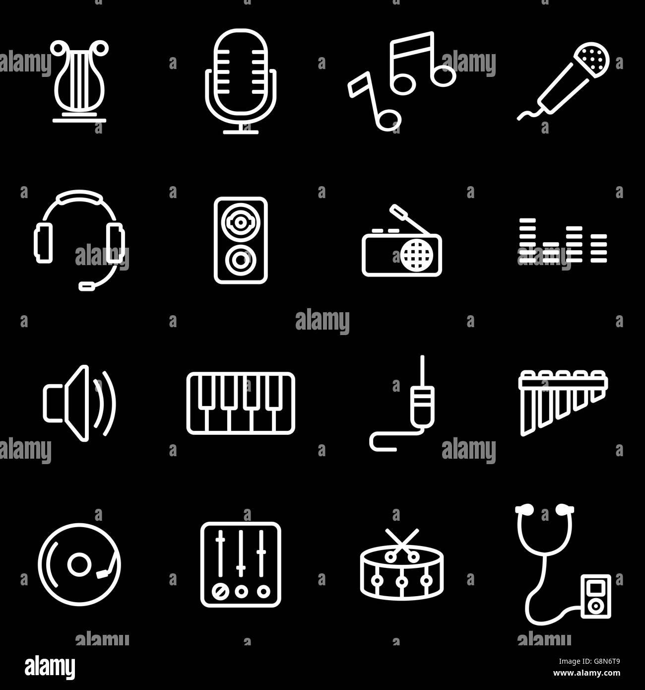 Vector line music icon set Stock Vector Image & Art - Alamy