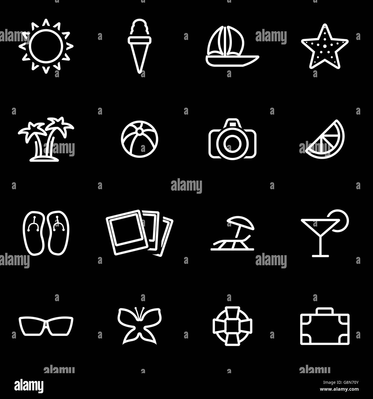 Summer outline icons set Black and White Stock Photos & Images - Alamy