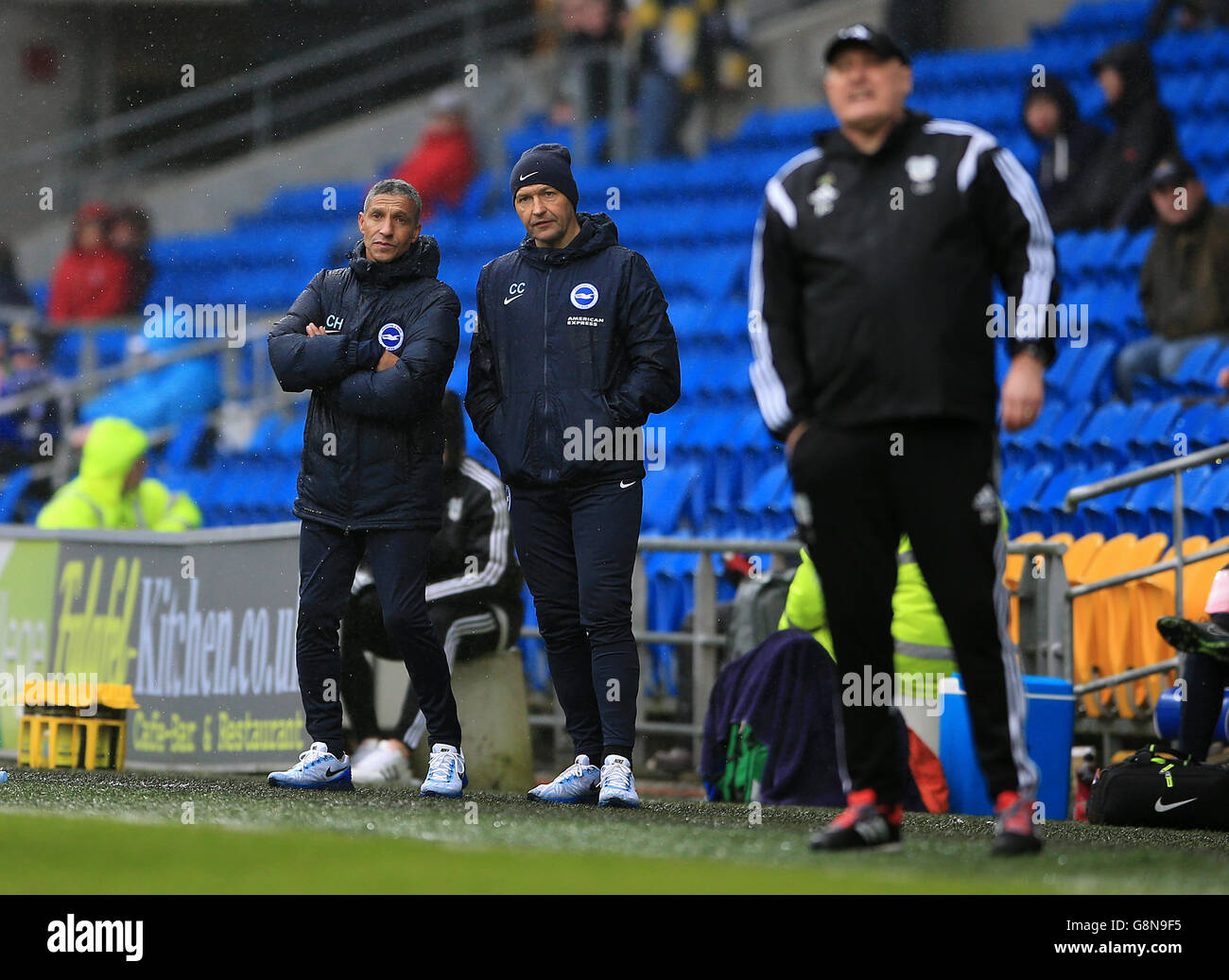 Cardiff manager Russell Slade (right)with Brighton's manager Chris ...