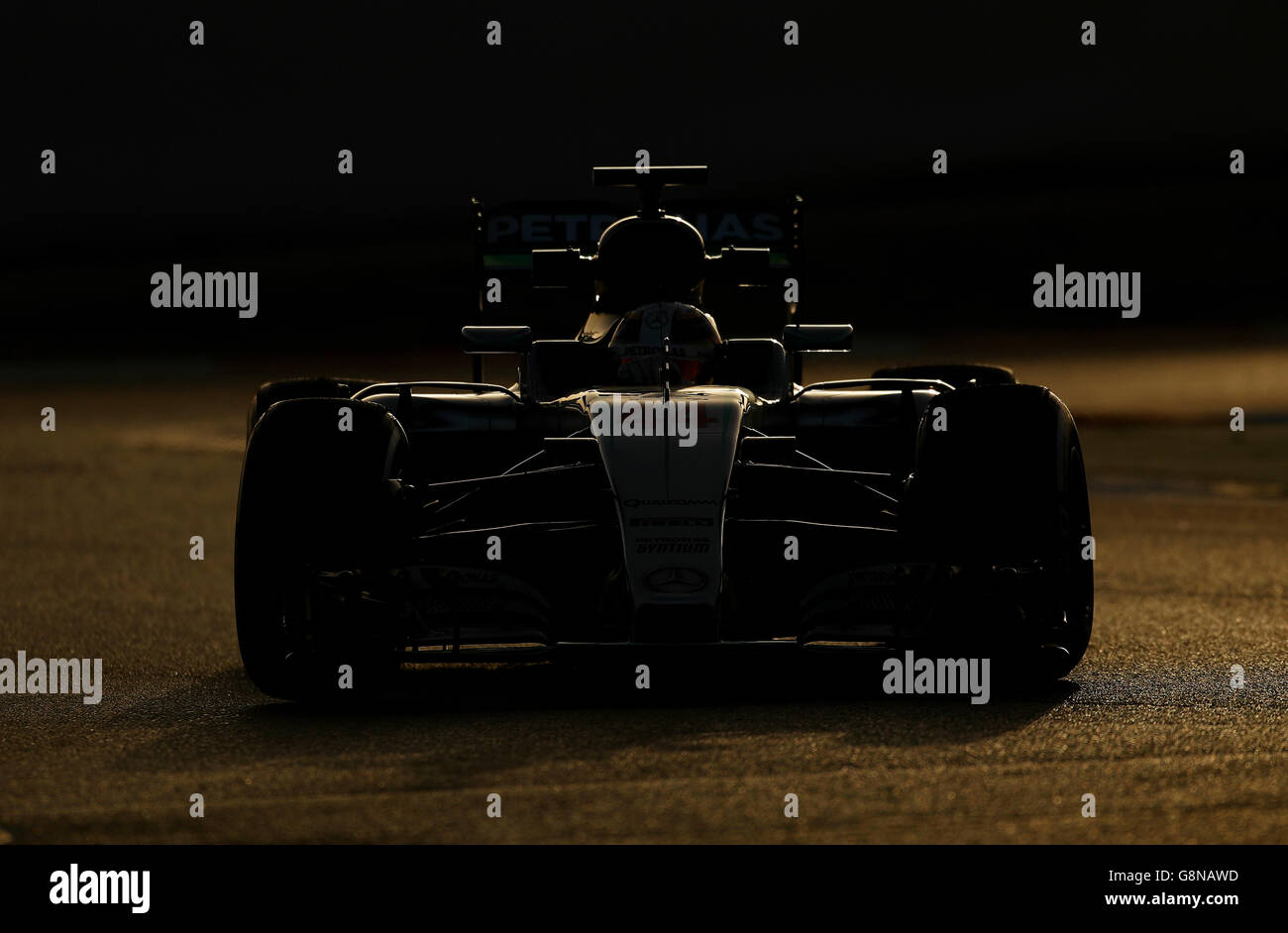 Mercedes' Lewis Hamilton during day one of testing at the Circuit de ...