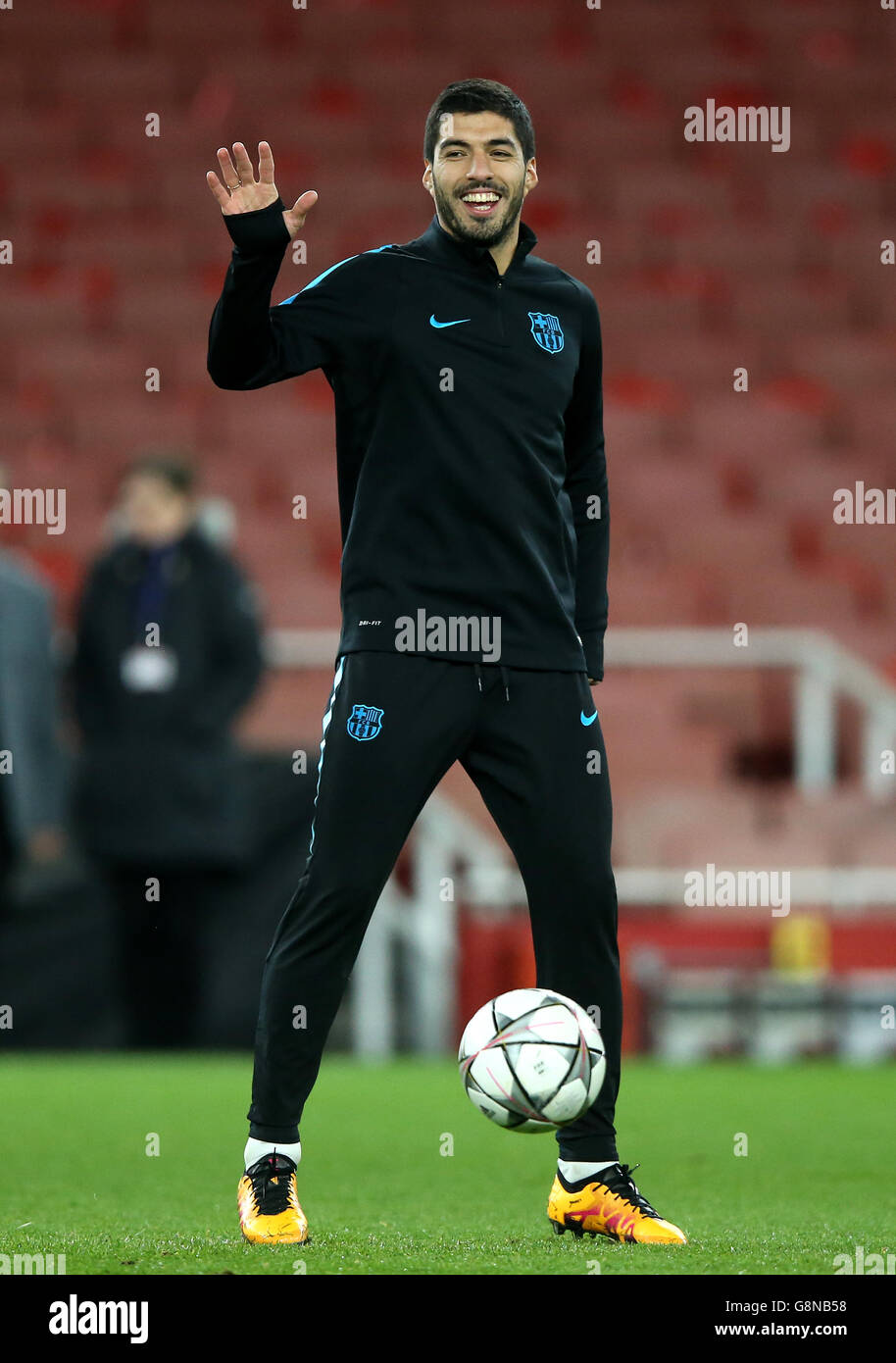 Barcelona's Luis Suarez during a training session at the Emirates ...