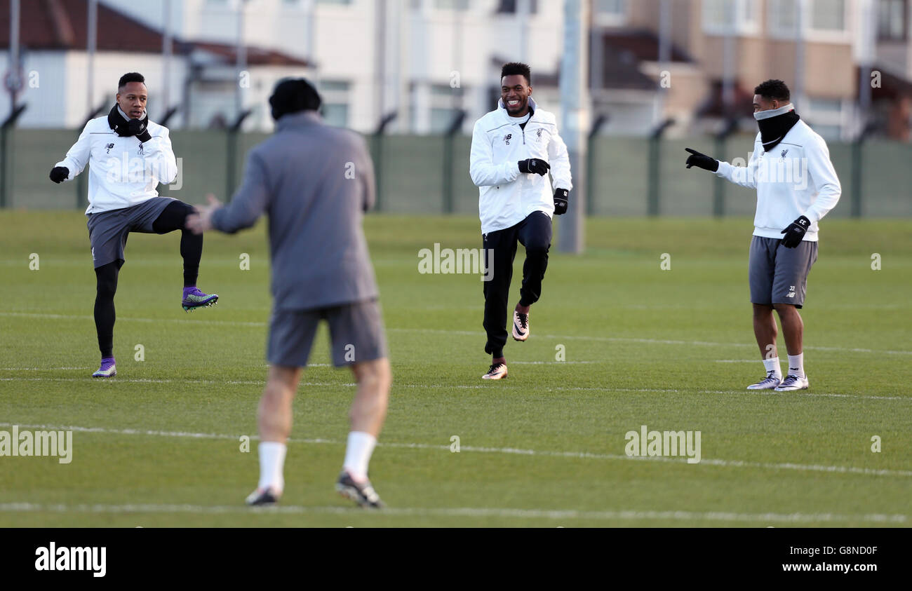 (From left to right) Liverpool's Nathaniel Clyne, Daniel Sturridge and ...