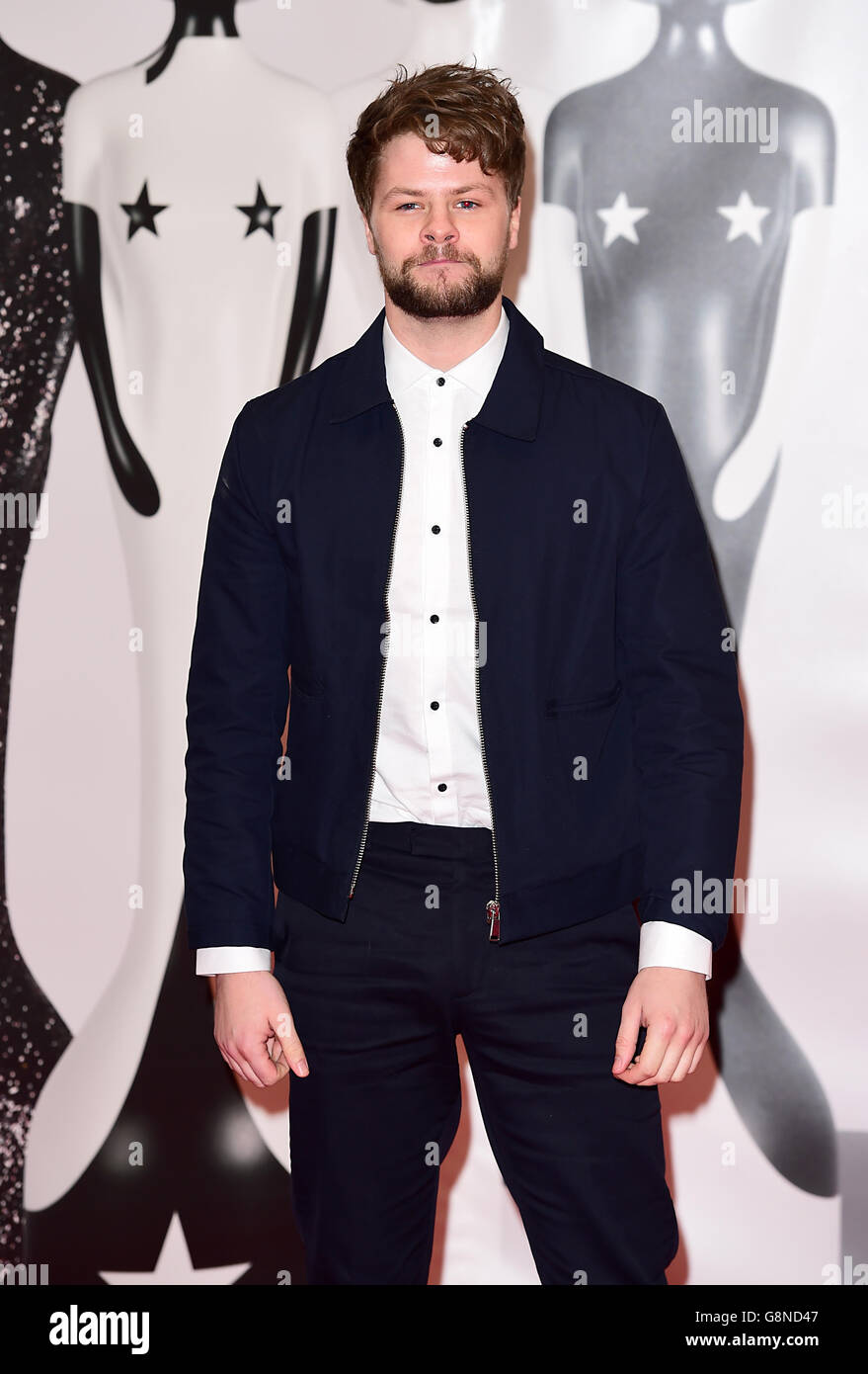 Jay McGuiness arriving for the 2016 Brit Awards at the O2 Arena, London ...