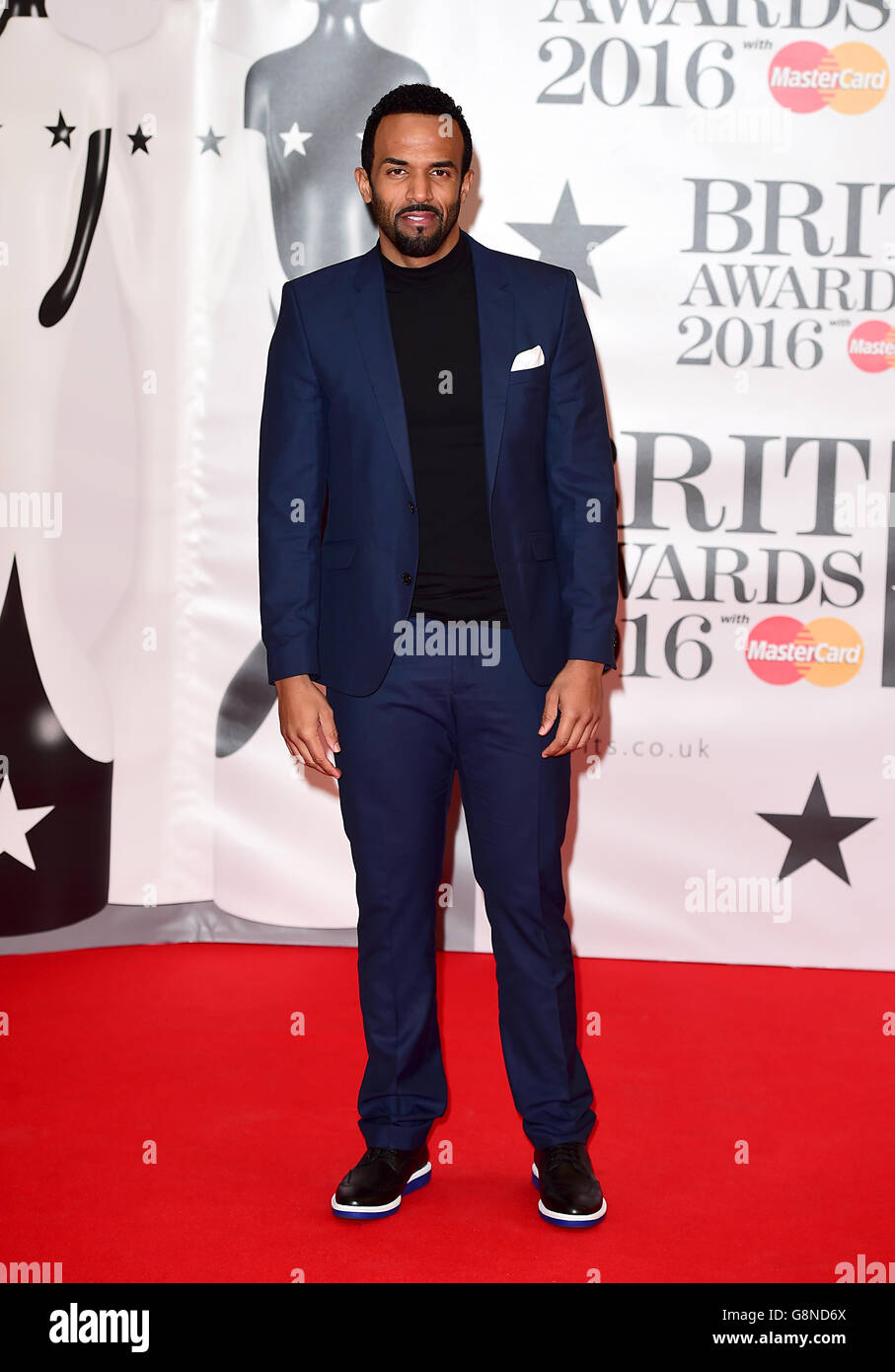 Craig David arriving for the 2016 Brit Awards at the O2 Arena, London ...