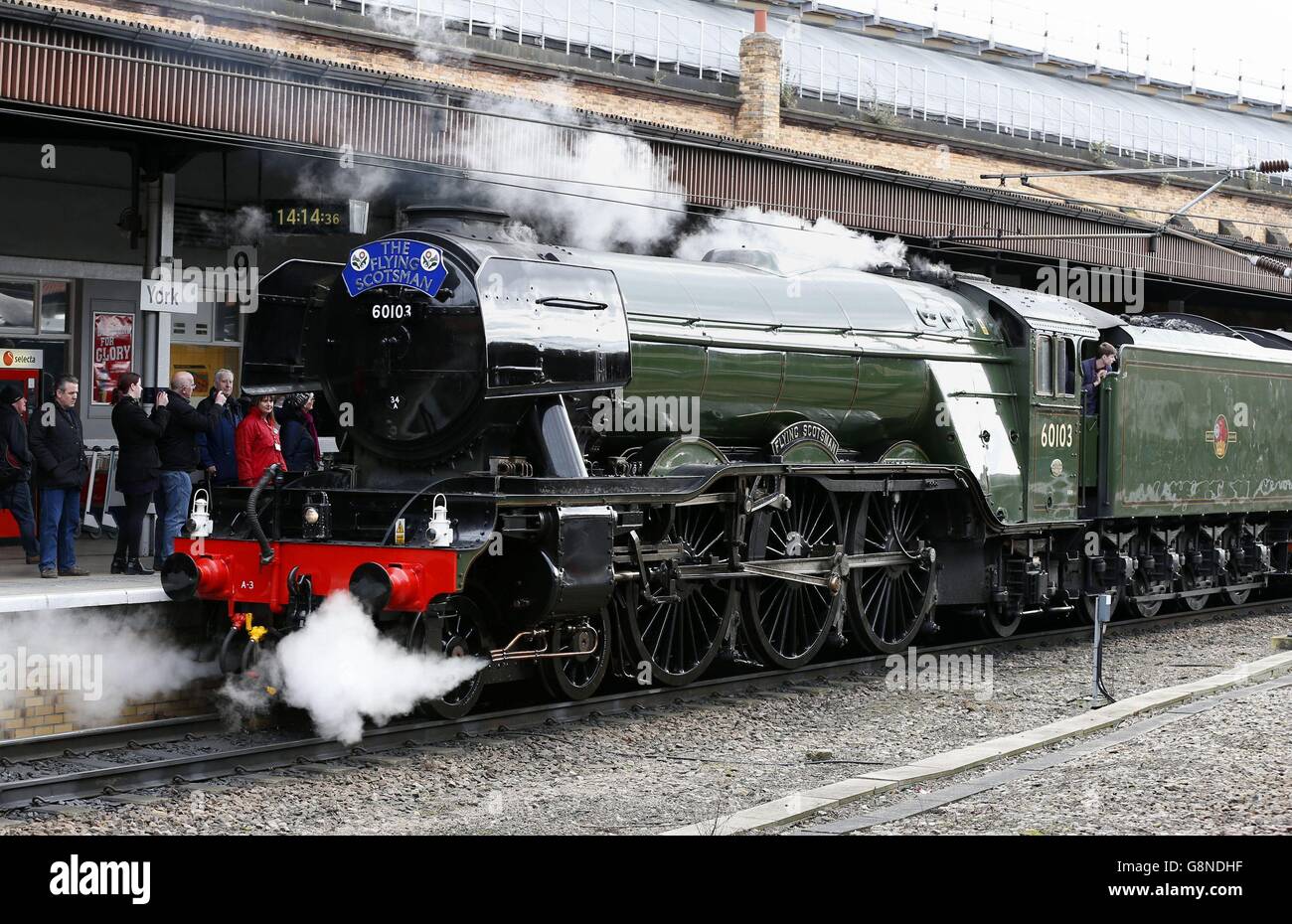 The Flying Scotsman arrives at York station after its inaugural run ...