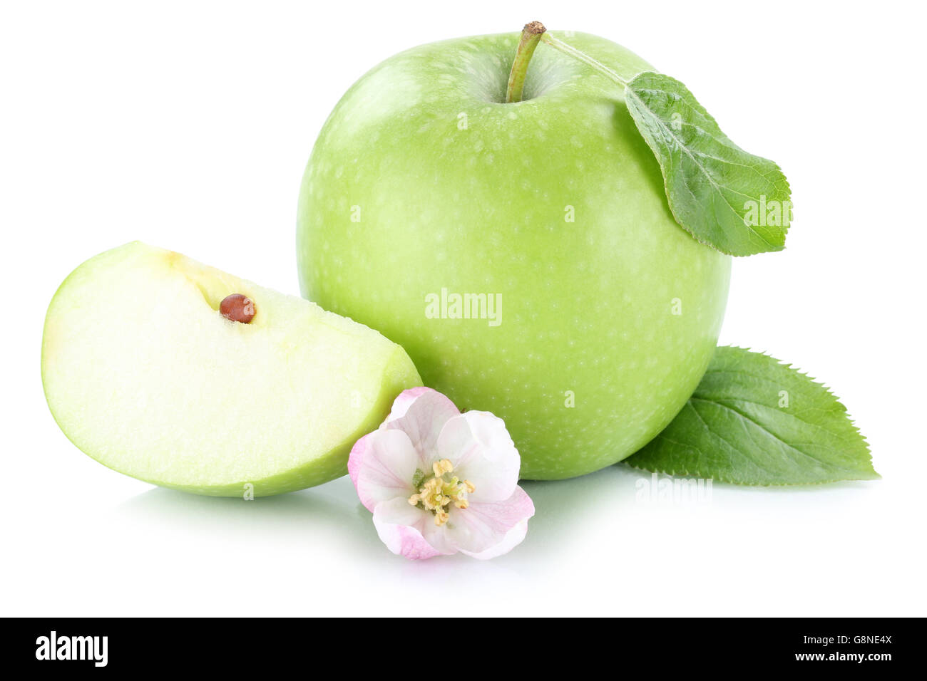 Apple fruit green slice sliced isolated on a white background Stock ...