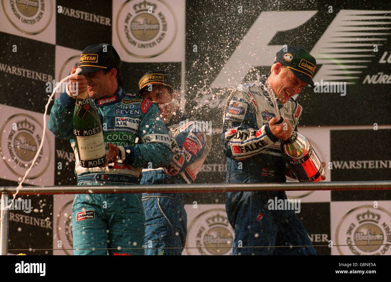 Group podium celebration half front view f1 hi-res stock photography ...
