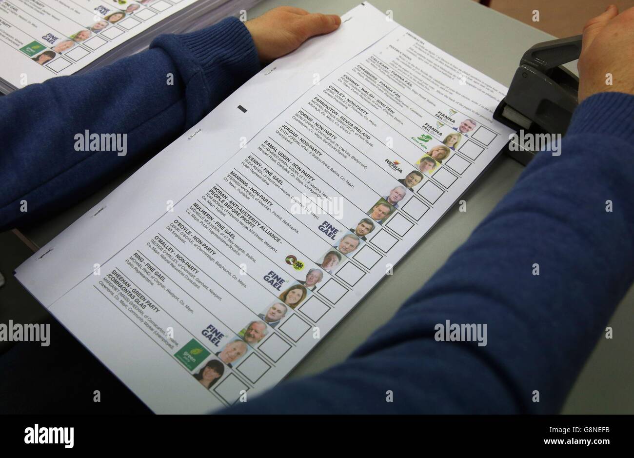 A ballot paper at a polling station at St Anthony's School in Castlebar ...