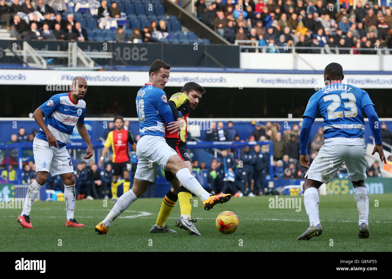 Queens Park Rangers' Daniel Tozser and Birmingham City's Jon Toral ...