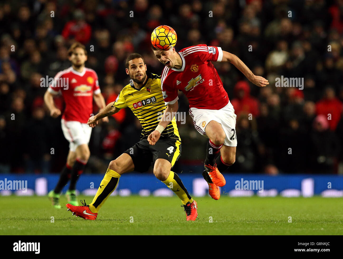 Watford's Mario Suarez (left) and Manchester United's Morgan ...