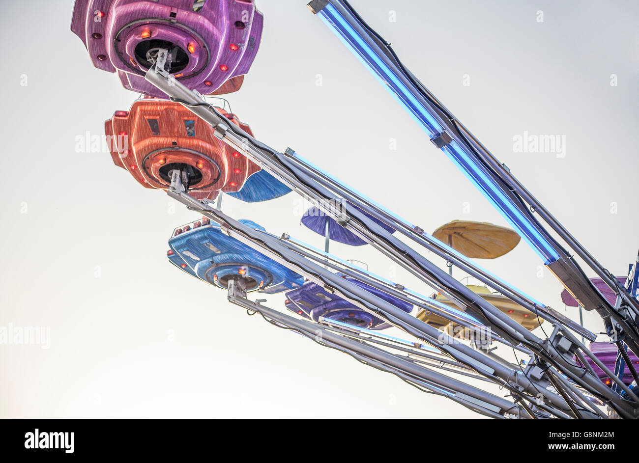 Vintage ship space funfair attraction at dusk, Spain Stock Photo - Alamy