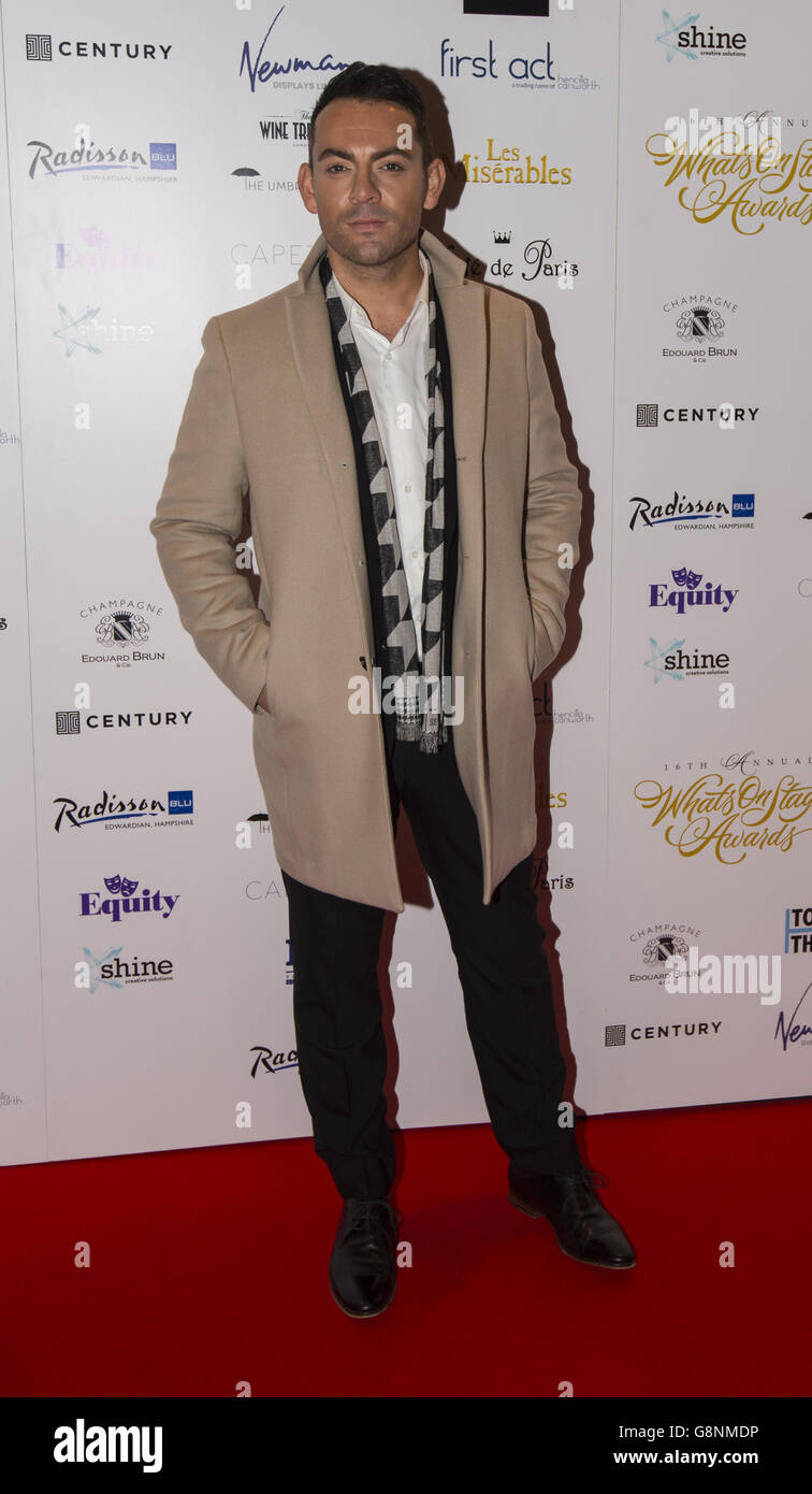 Ben Forster arrives at the 16th Annual WhatsOnStage Awards at the ...