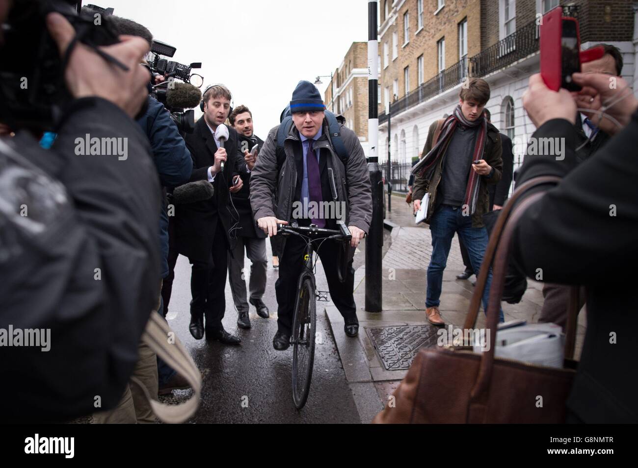 Mayor of London Boris Johnson leaves his home in Islington, London, the ...