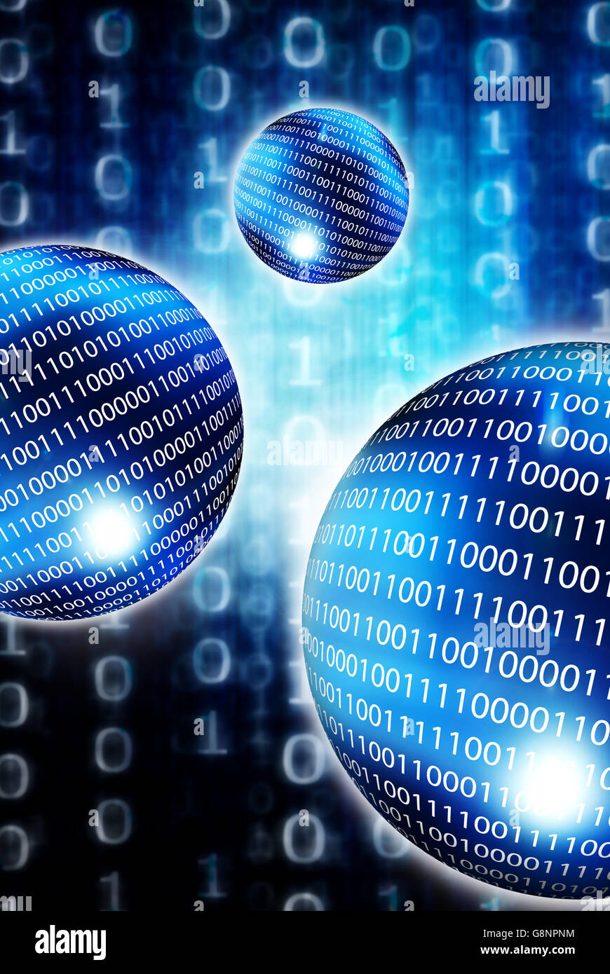 spheres with binary digits, internet and digital era concept Stock Photo - Alamy