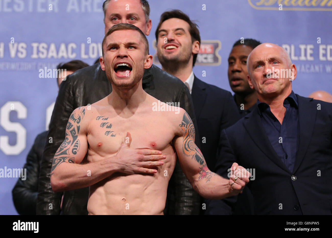 Carl Frampton during the weigh-in ahead of their World Super ...