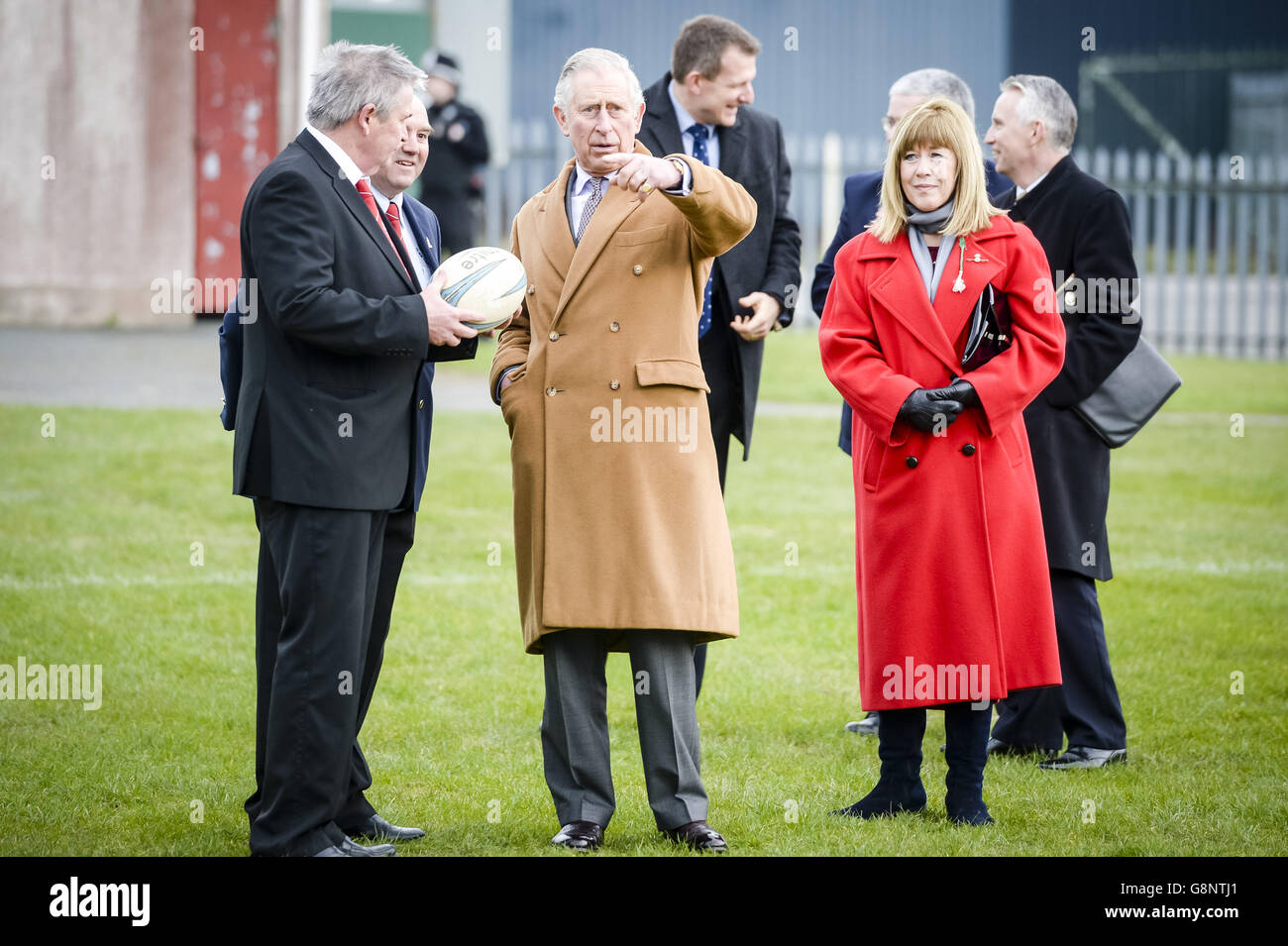 The Prince of Wales (centre), Patron of Llandovery Rugby Club, Wales ...