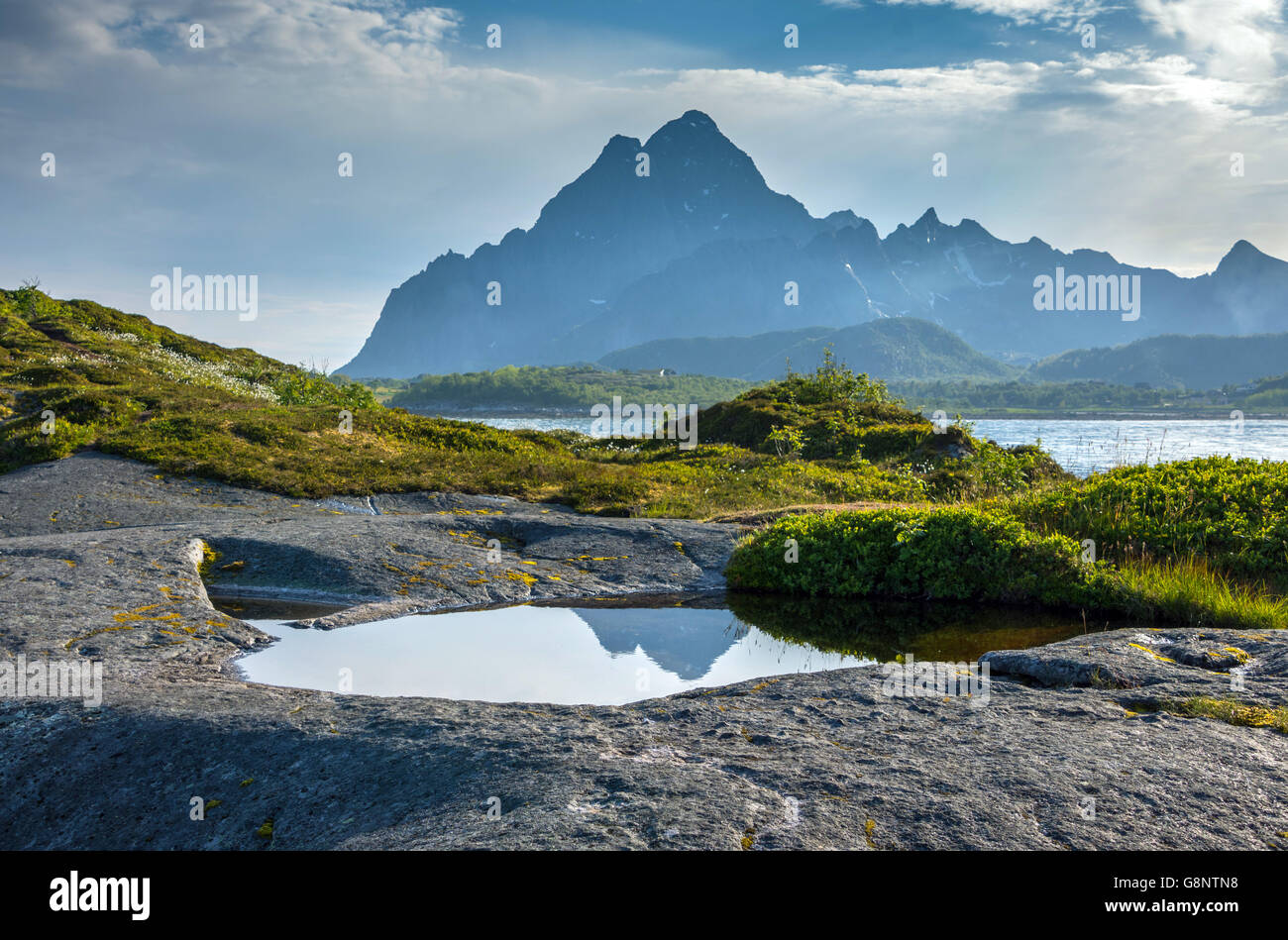 Orsvagvaer, Sandvik camping areas, Lofoten, Arctic Norway Stock Photo ...