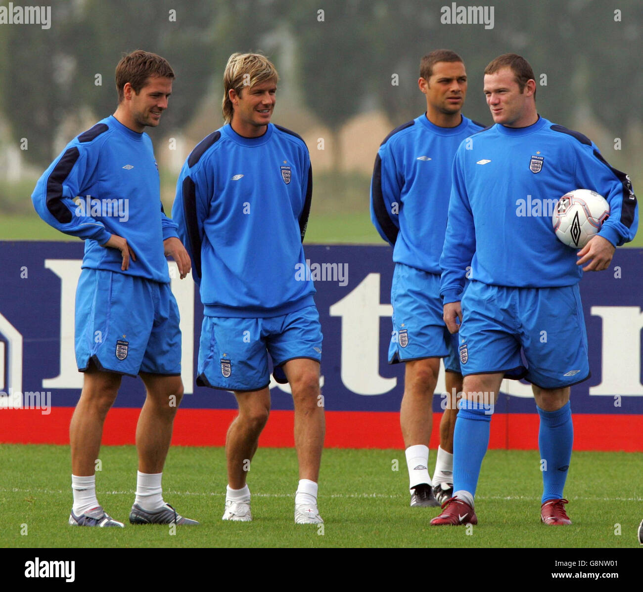 Englands david beckham michael owen training session london colney hi ...