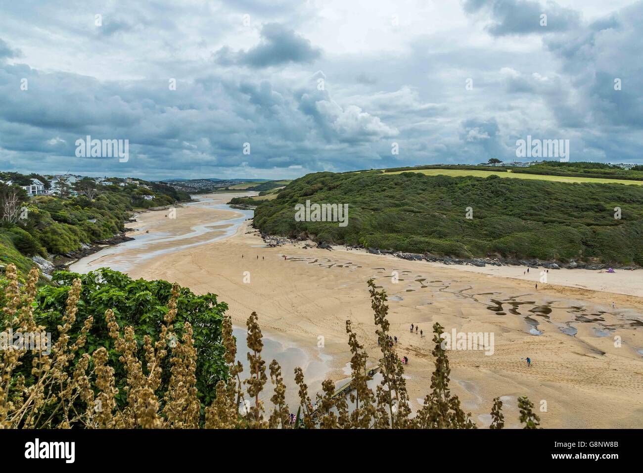 A high level view of the river Gannel estuary, Crantock Beach, near ...