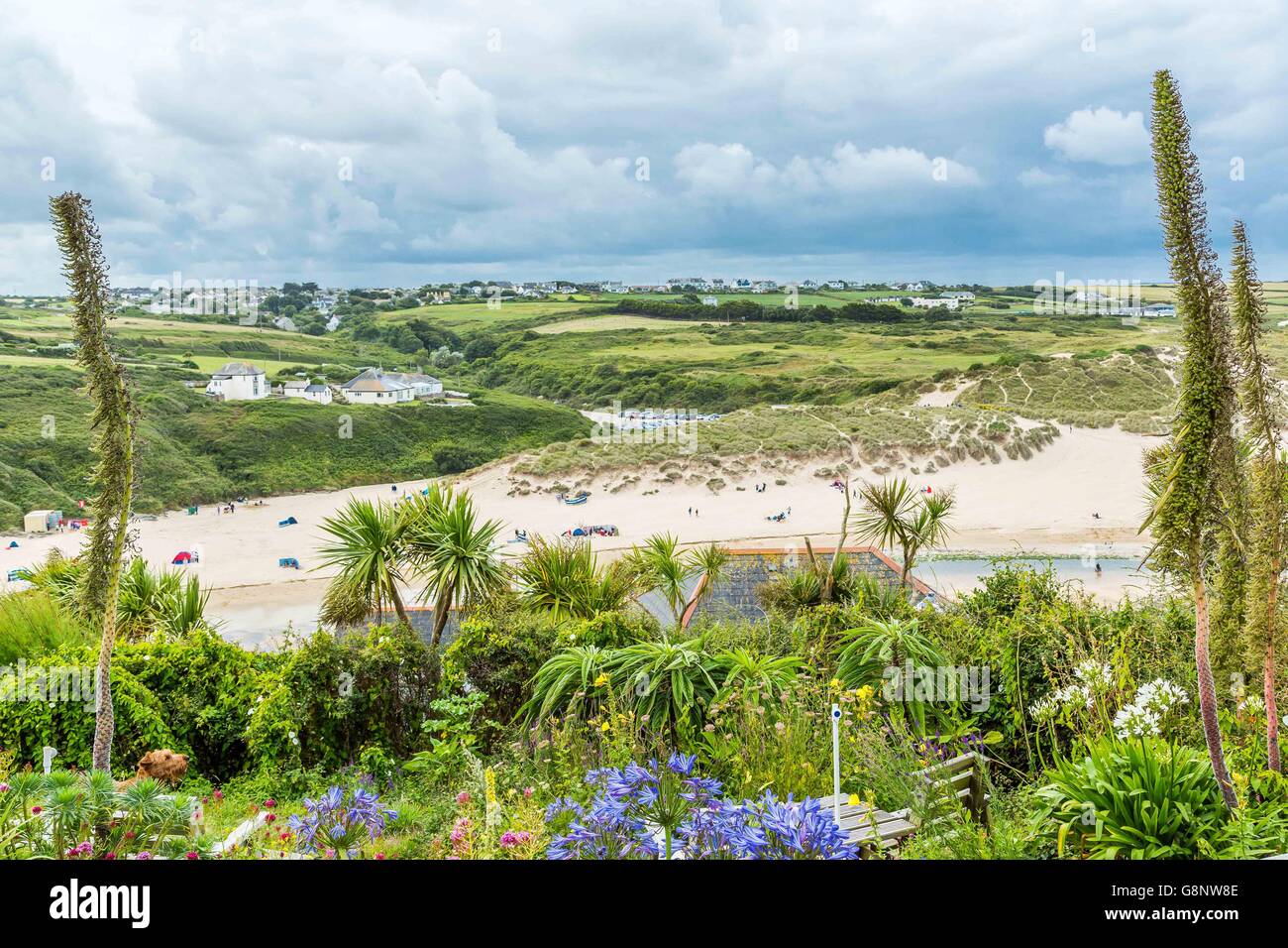 A high level view of the river Gannel estuary, Crantock Beach, near ...