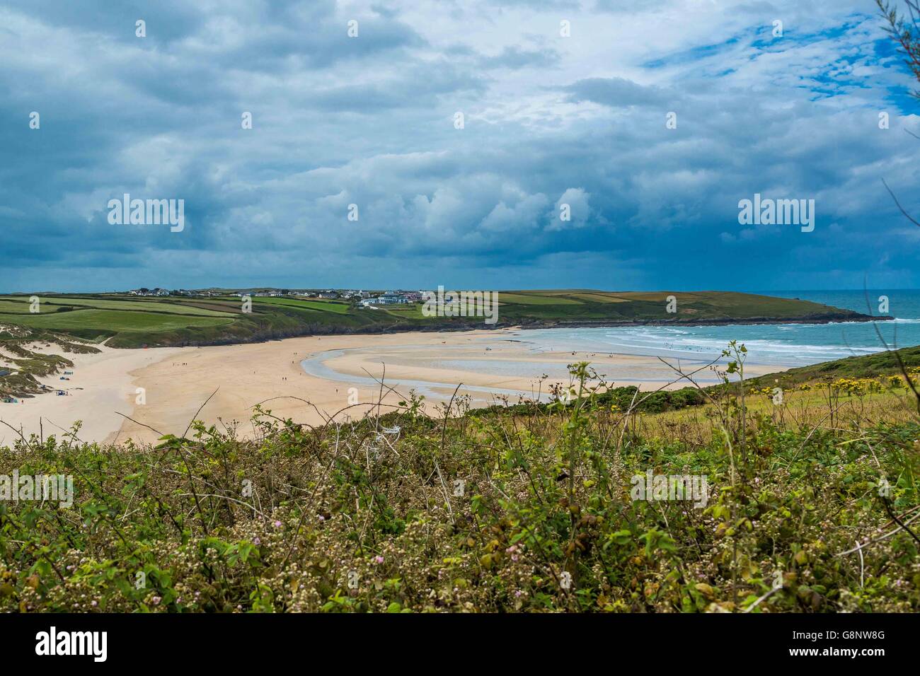 A high level view of the river Gannel estuary, Crantock Beach, near ...