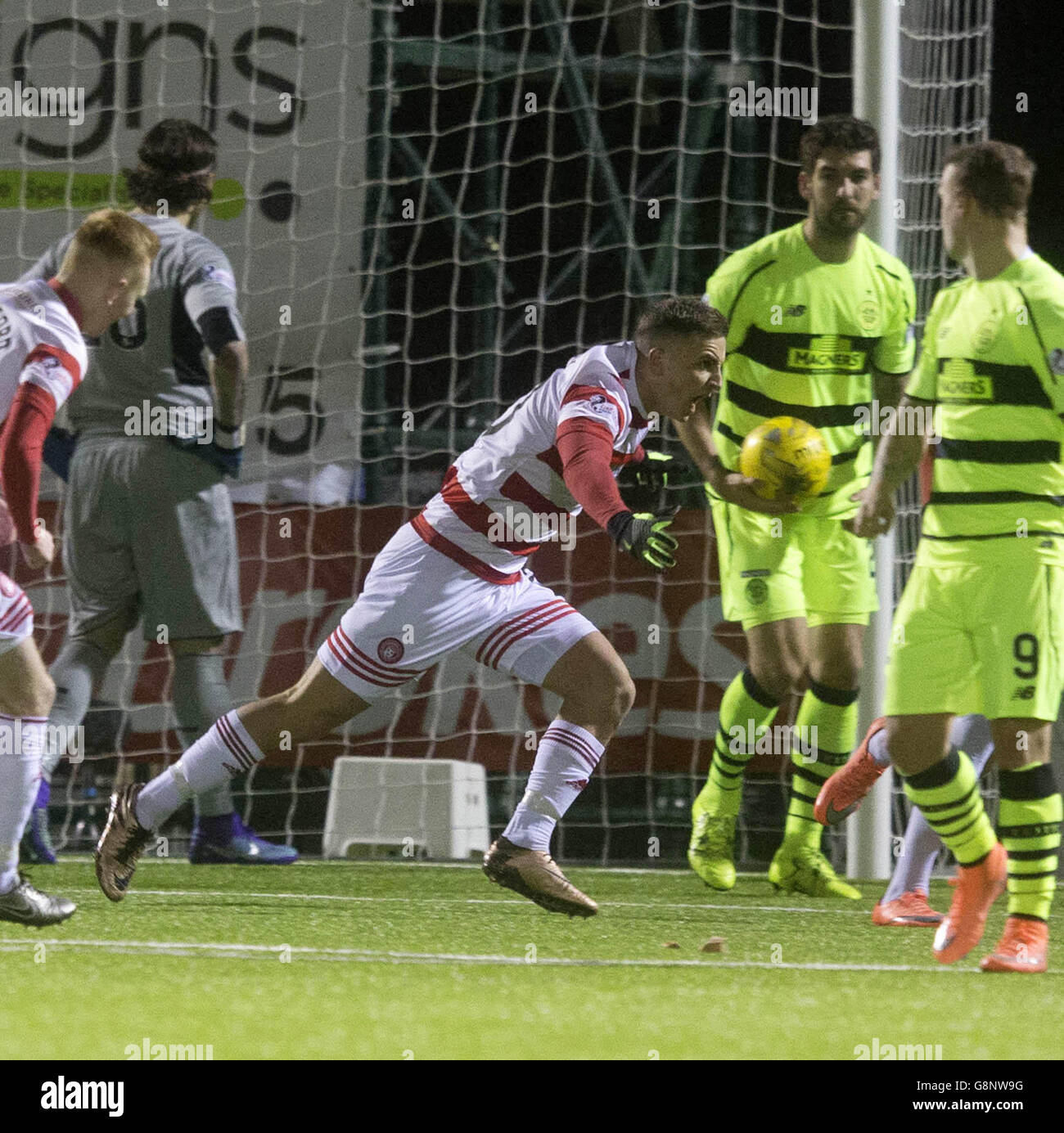 Hamilton Academical's Eamonn Brophy celebrates scoring his side's first ...