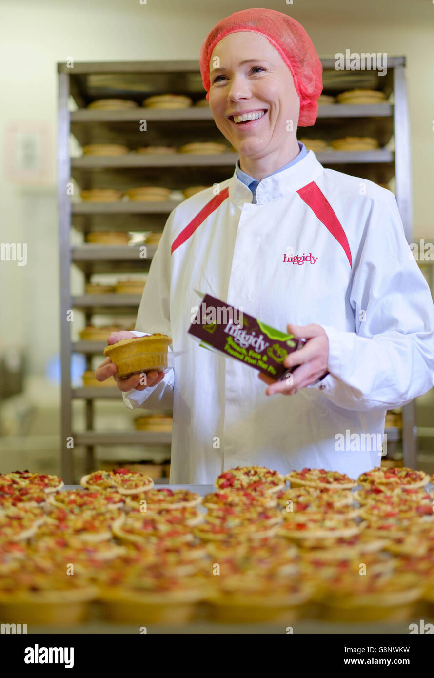 Camilla Stephens, founder of British pie makers Higgidy, prepares for ...