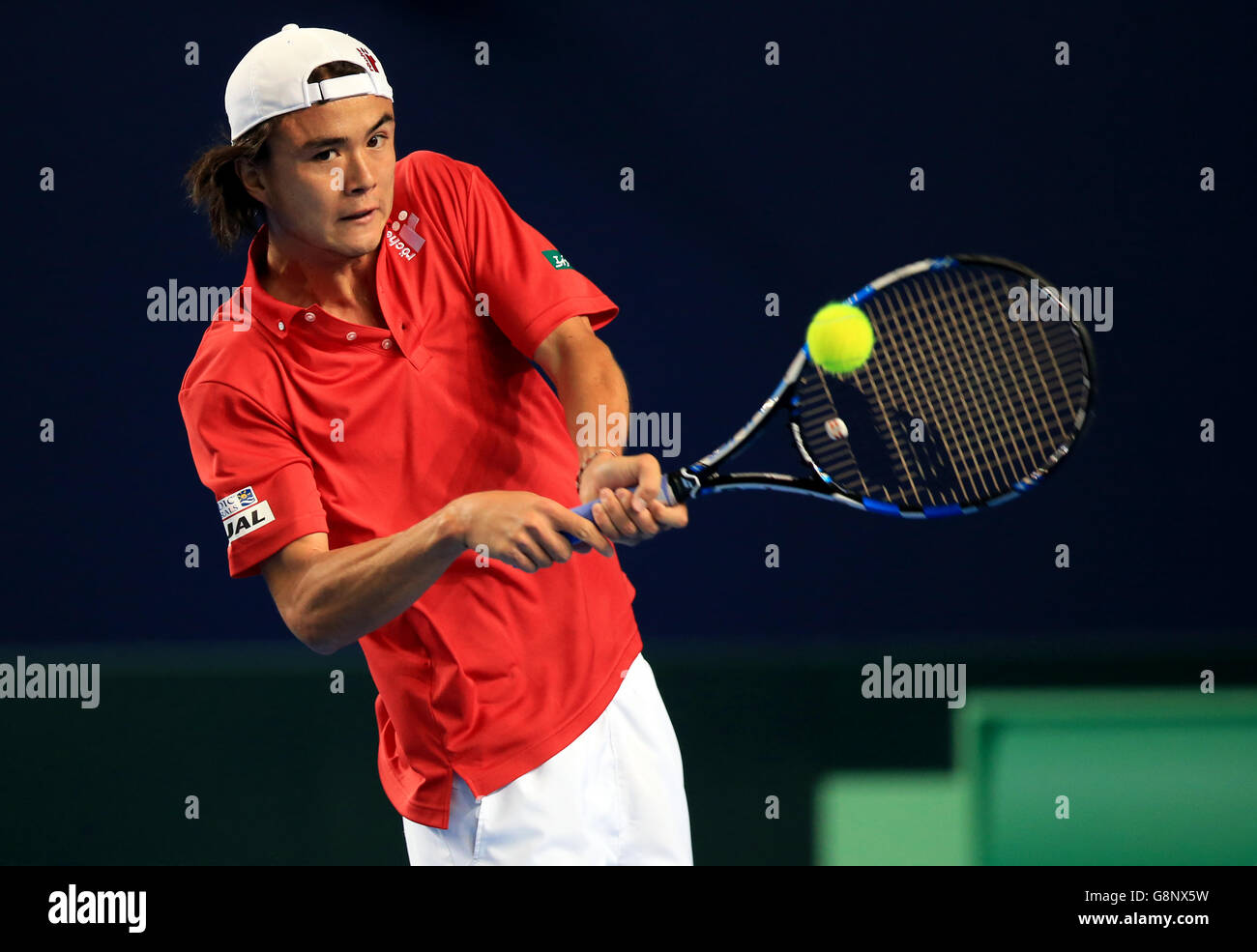 Japan's Taro Daniel in action during day one of the Davis Cup, World ...