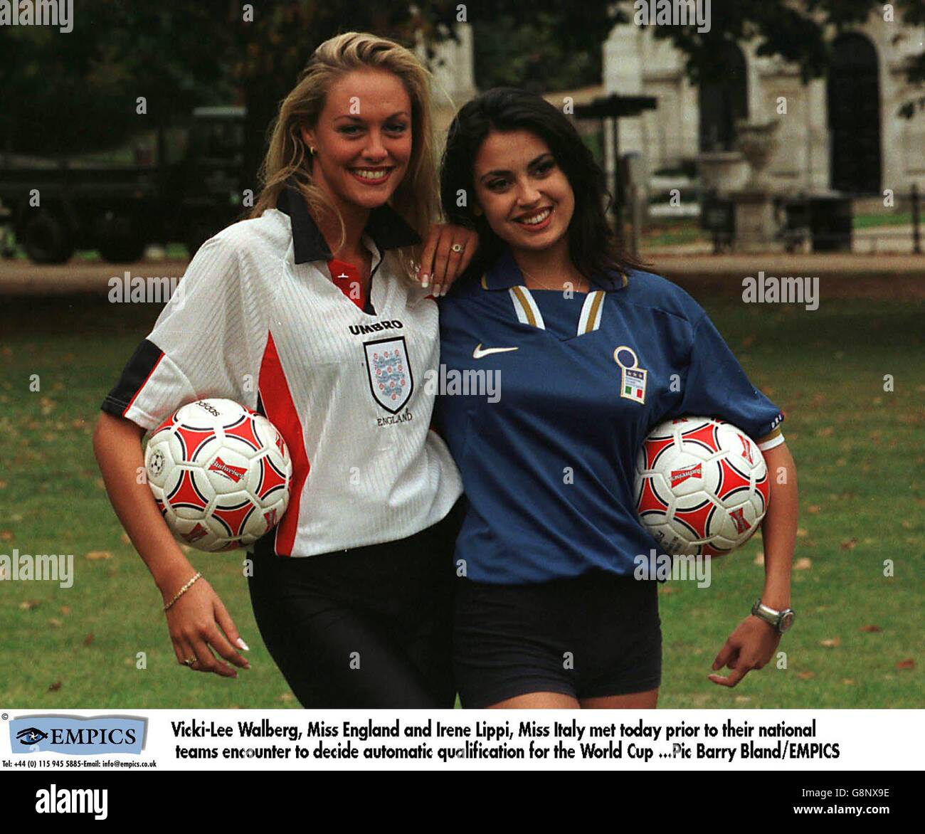 Miss England Vicki-Lee Walberg (left) and Miss Italy Irene Lippi (right ...