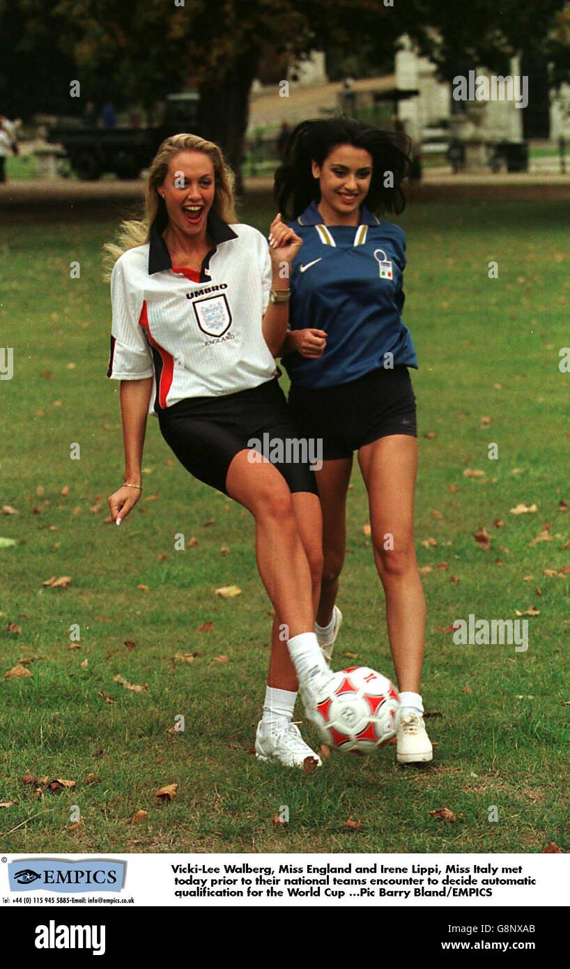 Miss England Vicki-Lee Walberg (left) and Miss Italy Irene Lippi (right ...