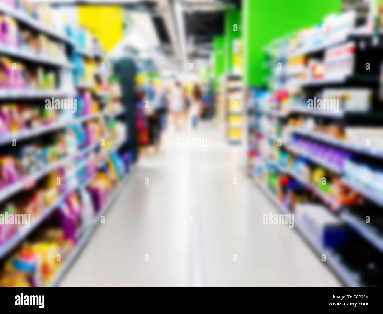 Abstract blurred colorful supermarket aisle Stock Photo - Alamy