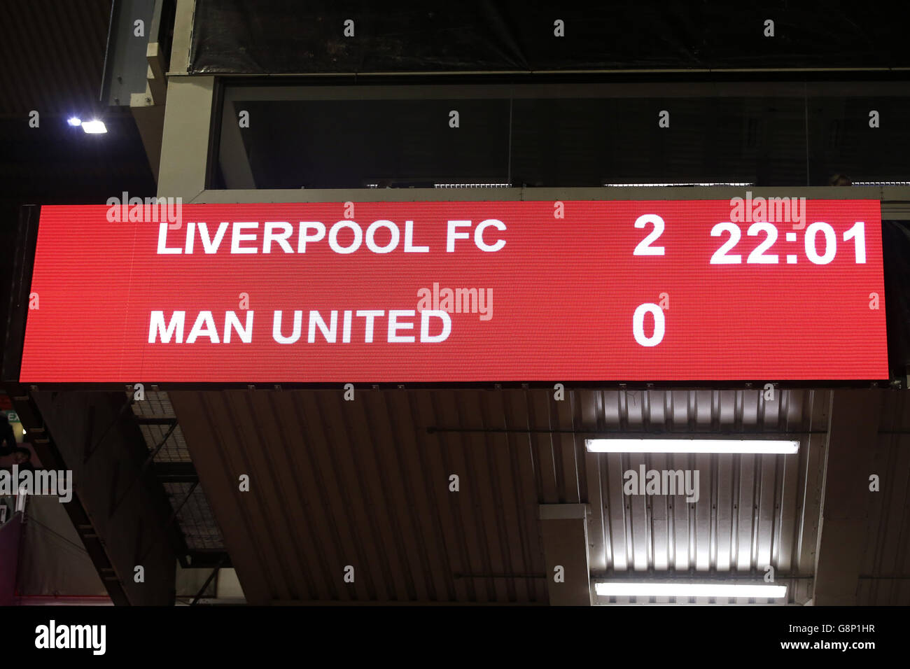 A general view of the scoreboard at the final whistle during the UEFA ...