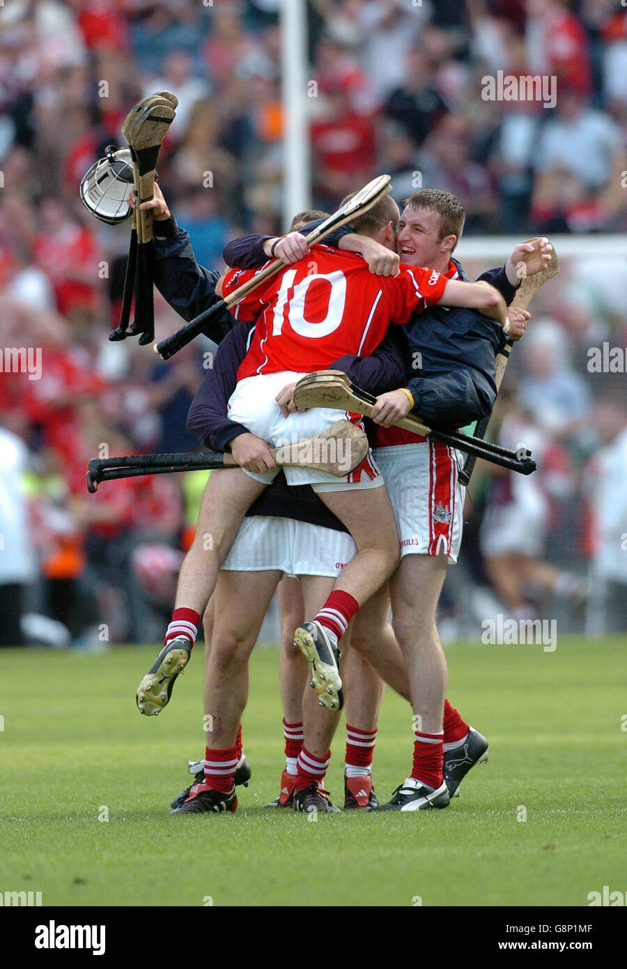 Cork goal scorer Ben O'Connor (number 10), celebrates his side's ...