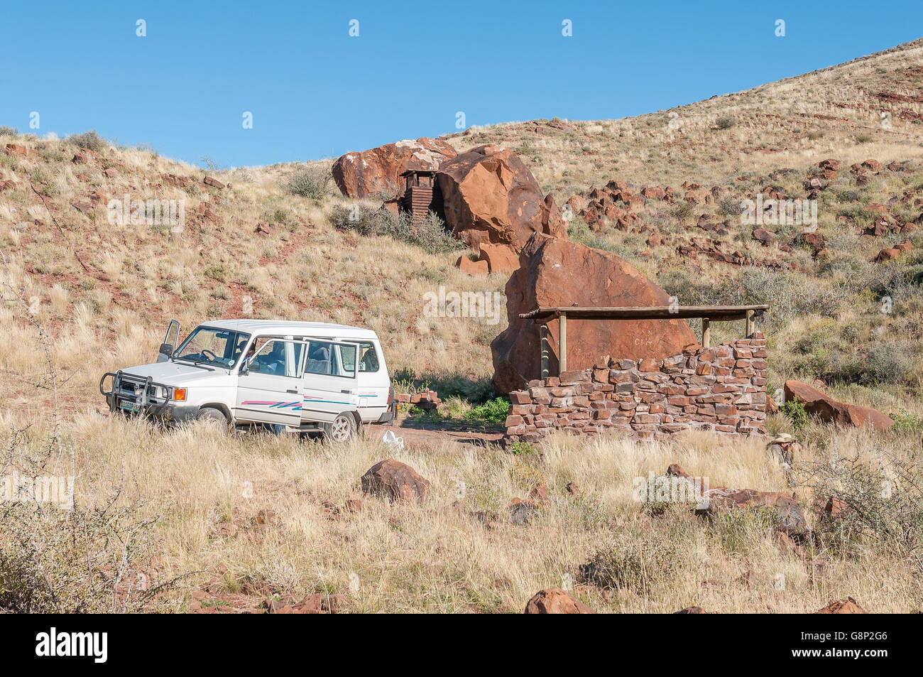BRUKKAROS, NAMIBIA - MAY 16, 2011: A Campsite on the rim of the extinct ...
