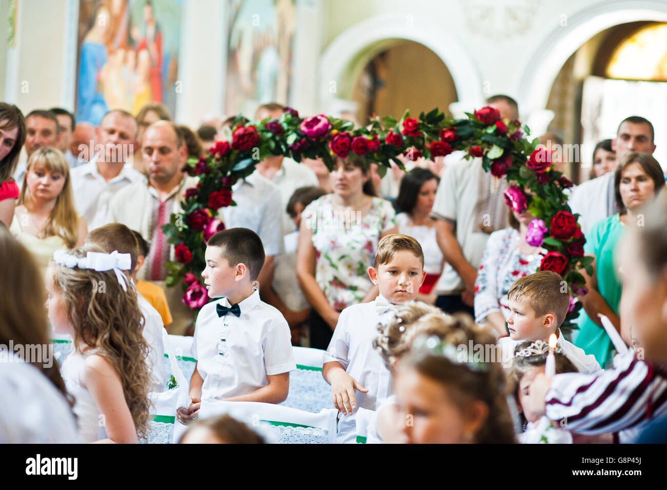 Mukyluntsi , Ukraine - 26 june, 2016: First holy communion Stock Photo ...
