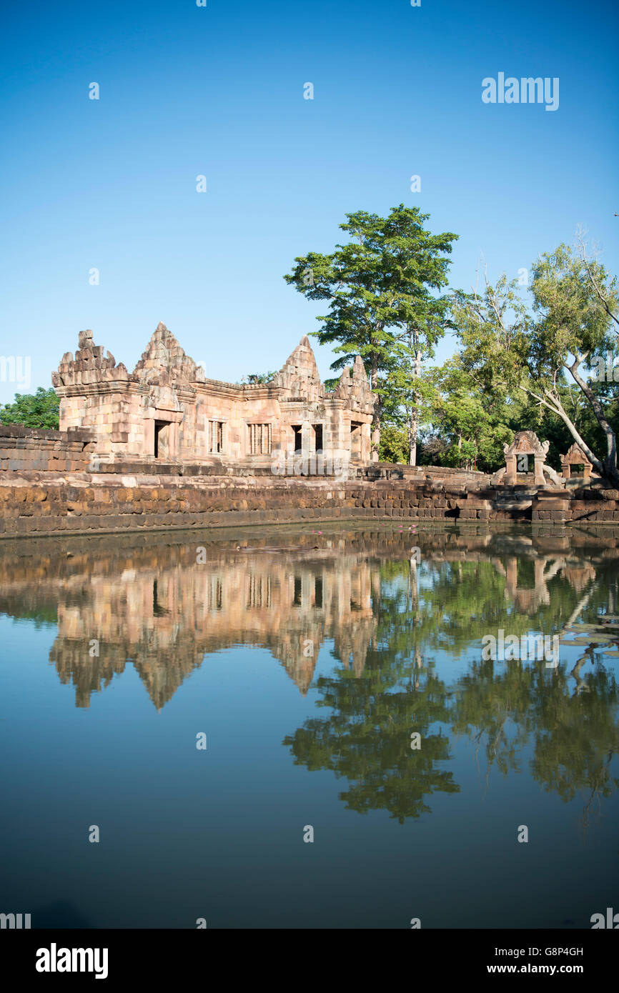 the Khmer Temple Ruins of the Prasat Muang Tam south of the city of ...