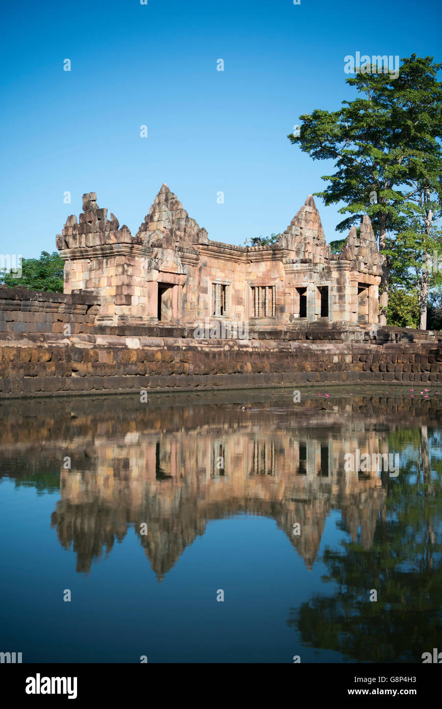 the Khmer Temple Ruins of the Prasat Muang Tam south of the city of ...