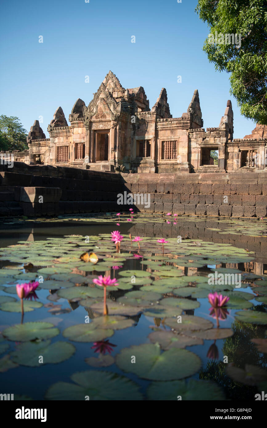 the Khmer Temple Ruins of the Prasat Muang Tam south of the city of ...