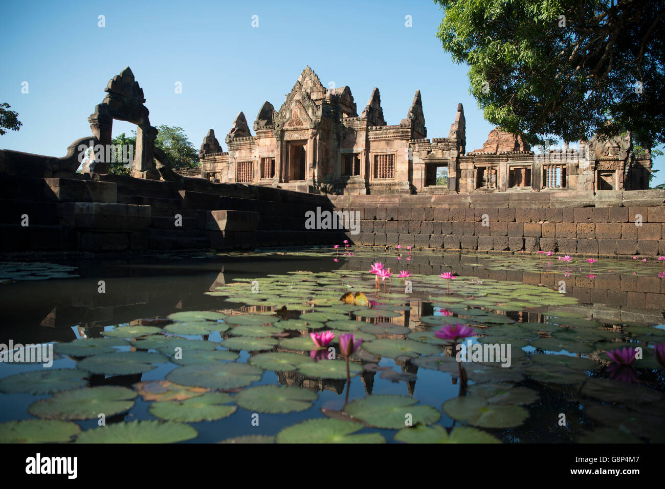 the Khmer Temple Ruins of the Prasat Muang Tam south of the city of ...