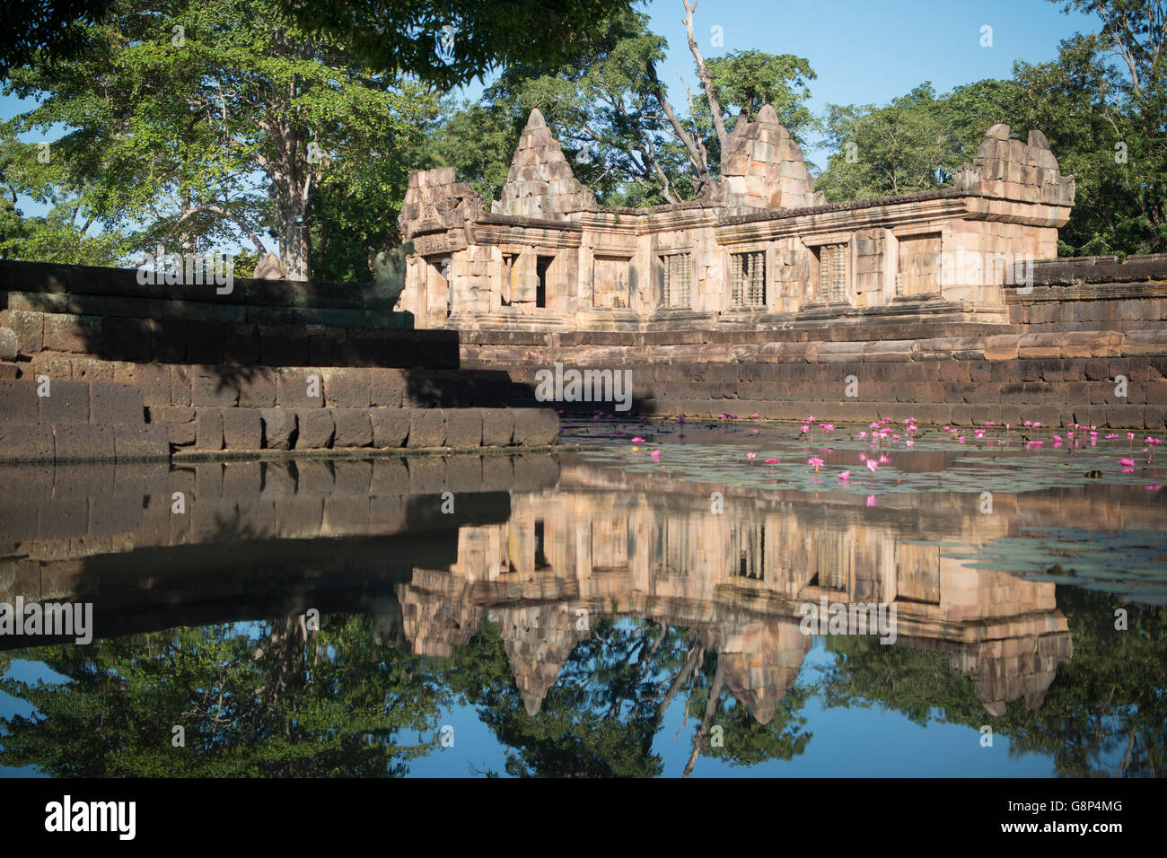 the Khmer Temple Ruins of the Prasat Muang Tam south of the city of ...