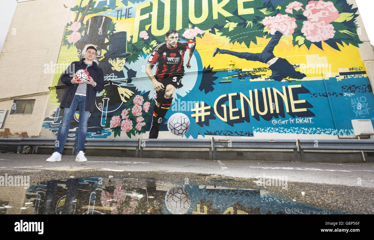 AFC Bournemouth footballer Tommy Elphick unveils a mural featuring ...