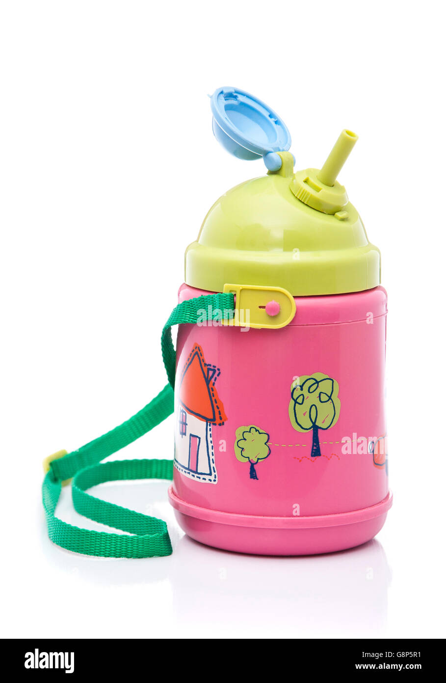 Kids Water Bottle Isolated on White Background Stock Photo - Alamy