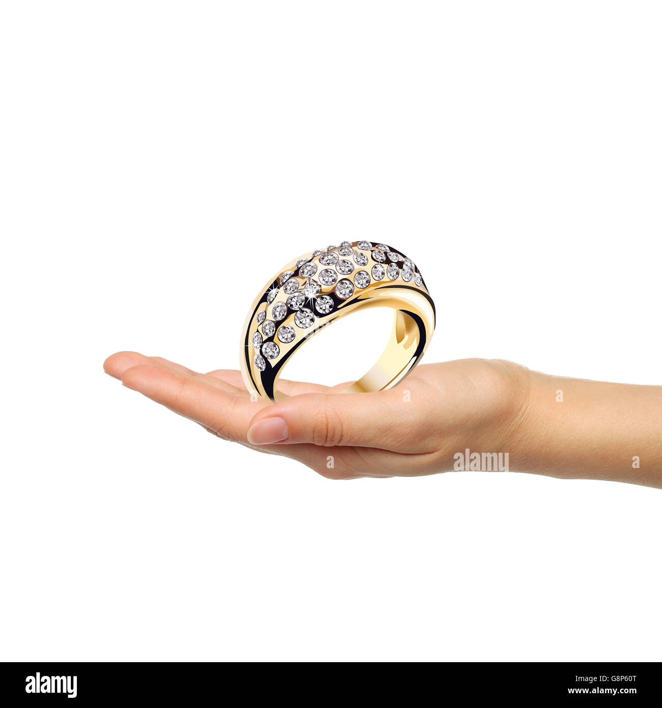 Ring on hand with white background Stock Photo - Alamy