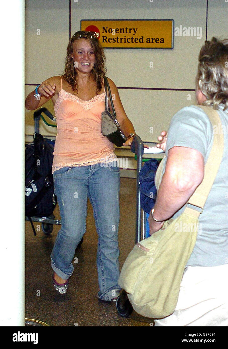 Hurricane Katrina survivor Jane Wheeldon from South Wales is greeted by ...