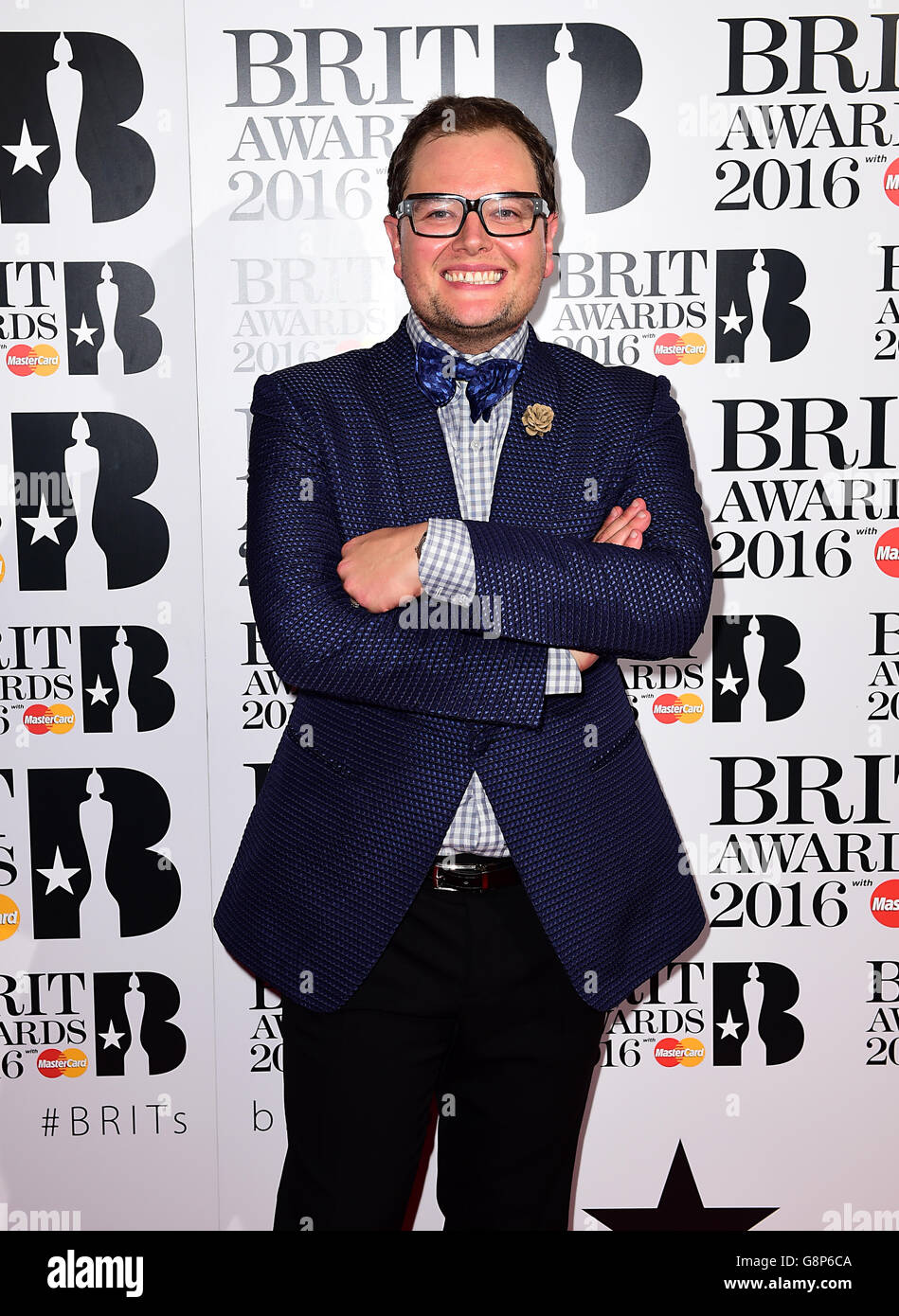 Alan Carr in the press room at the 2016 Brit Awards at the O2 Arena ...
