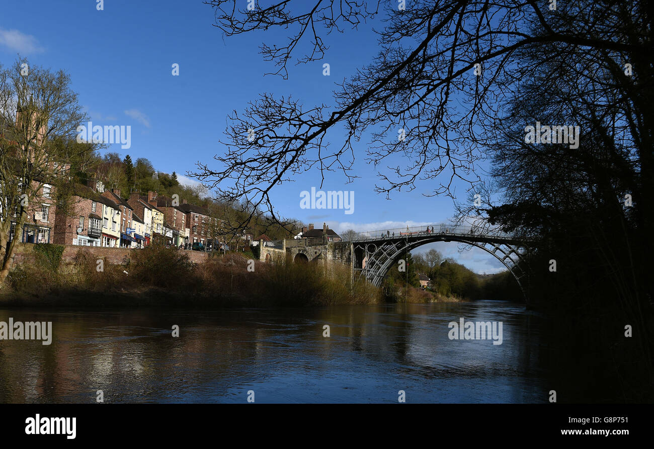 Iron Bridge conservation project. A surveyor abseils off the Iron ...